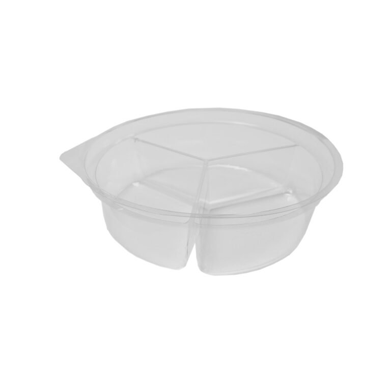 Plastic Clear Round 3 Division Container with Lid - Tarpak